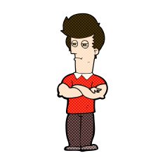 Comic cartoon man with folded arms N7 free image download