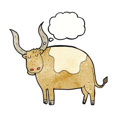 Cartoon ox with thought bubble N9 free image download