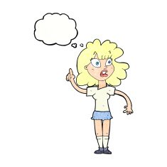Cartoon woman making point with thought bubble N22 free image download