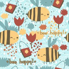 Bee happy vector seamless pattern free image download