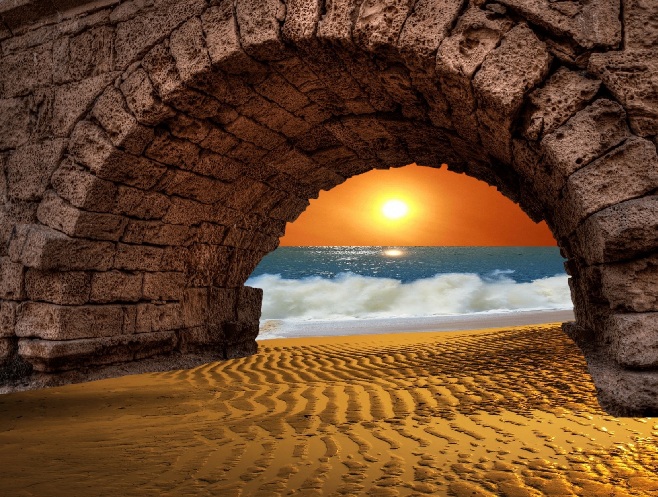 Sunset under the bridge clipart free image download