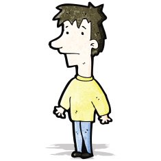 Cartoon boy shrugging shoulders free image download