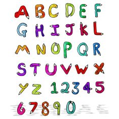 Cartoon pencil shaped alphabet free image download