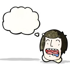 Cartoon drooling face with thought bubble free image download