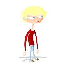 Cartoon suspicious boy free image download