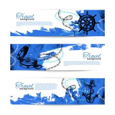 Set of travel vintage banners Sea nautical design Hand drawn free image ...