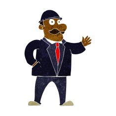 Cartoon sensible business man in bowler hat N6 free image download