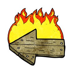 Cartoon burning direction arrow N5 free image download
