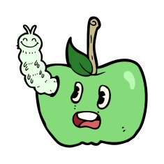 Cartoon apple with bug N23 free image download