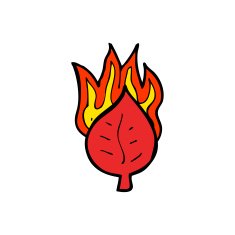 Cartoon leaf on fire symbol N4 free image download