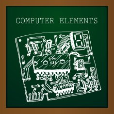 Vector chalk draw computer element on blackboard Eps10 free image download