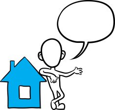 Doodle small person - standing by the house free image download