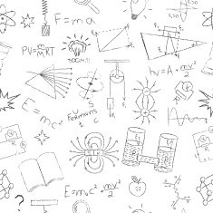 Chalk drawing effect Physics formulas lab elements and experiments on ...