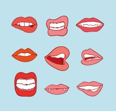 Mouths collection in different expressions vector icon illustration N3 ...