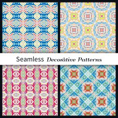 Set of seamless geometric patterns design elements collection vector colorful N5 free image download