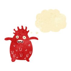 Cartoon funny slime monster with thought bubble N19 free image download