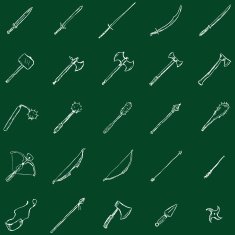 Vector Set of Chalk Medieval Weapon Icons free image download