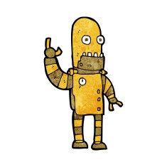 Cartoon waving gold robot N2 free image download