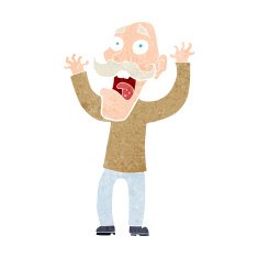 Cartoon old man getting a fright N12 free image download