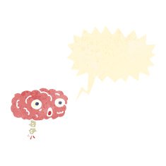Retro cartoon brain with speech bubble N4 free image download
