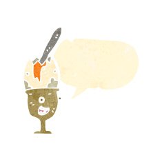 Retro cartoon boiled egg with speech bubble N2 free image download