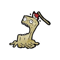 Cartoon axe in screaming tree stump N2 free image download