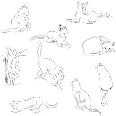 Cats sketches set free image download