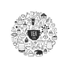 Hand drawn tea time collection free image download
