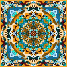 Hand-drawing ornamental design for silk neckerchiefs or printing on ...