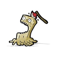 Cartoon axe in screaming tree stump N3 free image download