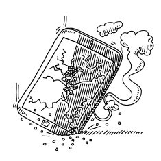 Broken Smart Phone Fallen Down Drawing free image download