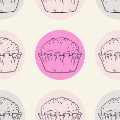Stylized muffins seamless pattern with circle free image download