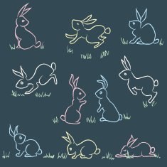 Chalk Easter bunnies free image download