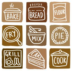 Baking and cooking icons block icon set free image download