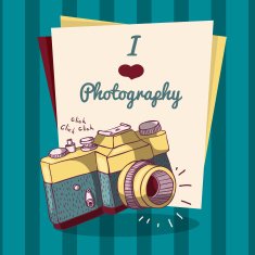 Invitation template or poster in retro style with camera free image ...