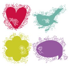 Flower Decorated Signs and Speech Symbols free image download