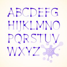 Vector ink uppercase alphabet free image download