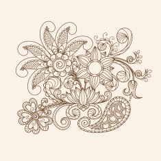 Hand-Drawn Abstract Henna Mehndi Flowers and Paisley N3 free image download