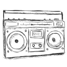 Vector sketch illustration - tape recorder free image download