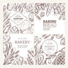 Set of sketched bakery frames Bread collection Vector illustration N3 ...