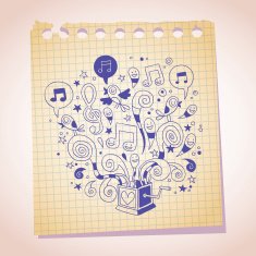 Music box note paper cartoon sketch free image download