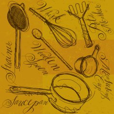 Cooking utensils with calligraphy free image download