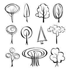 Abstract trees sketch set N2 free image download