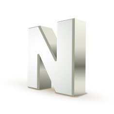 3d alphabet silver N free image download