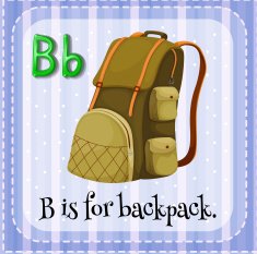 Flashcard letter B backpack free image download