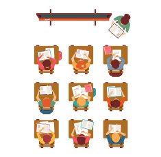 Classroom Top View in Flat design N2 free image download
