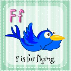 Flashcard letter F flying free image download