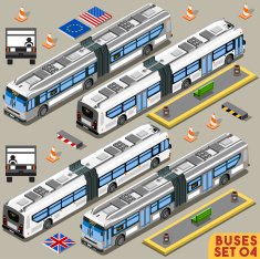 Bus Set 04 Vehicle Isometric free image download