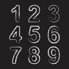 Set Chalk Hand Drawing Number free image download