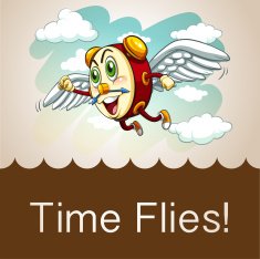 Clock with wings flying free image download